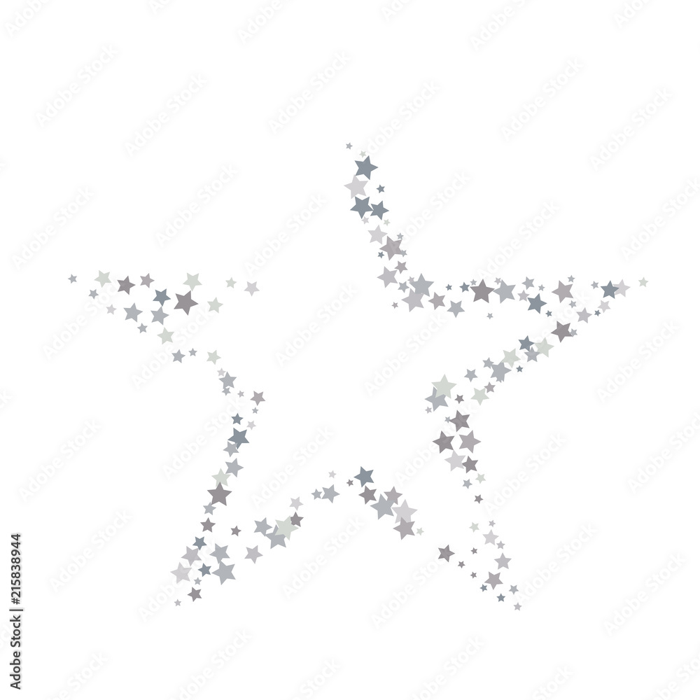 Silver Shimmering Stars On White Background With Free Space White Sky