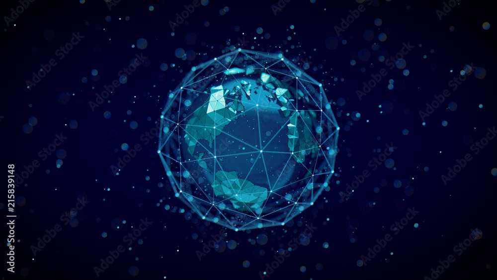 Abstract crypto cyber security technology on global network background ...