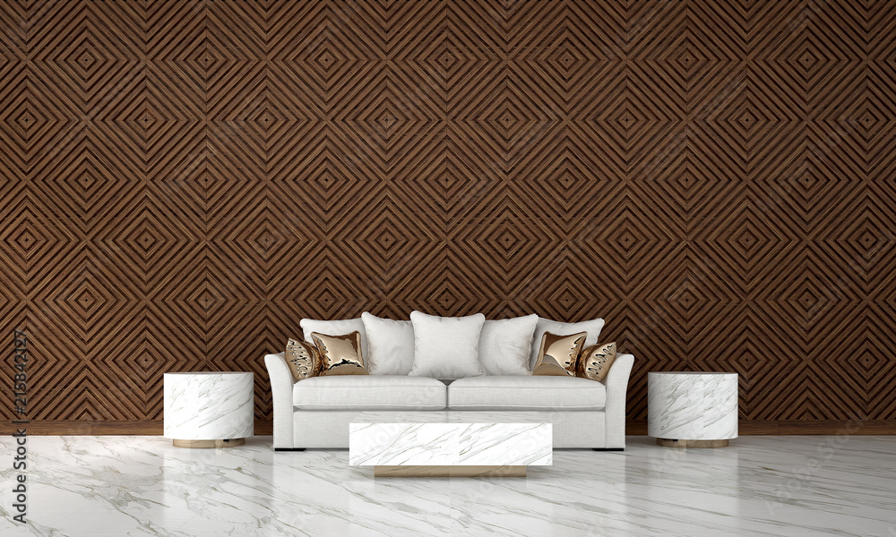 Modern luxury living room interior design and wood texture wall pattern ...