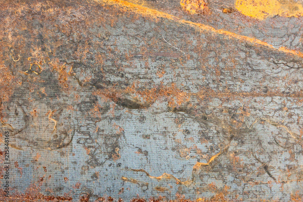 A piece of steel showing the process of its oxidation. Rust creating ...