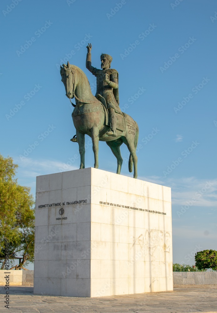 The statue of Constantine Palaiologos last emperor of Byzantium located ...