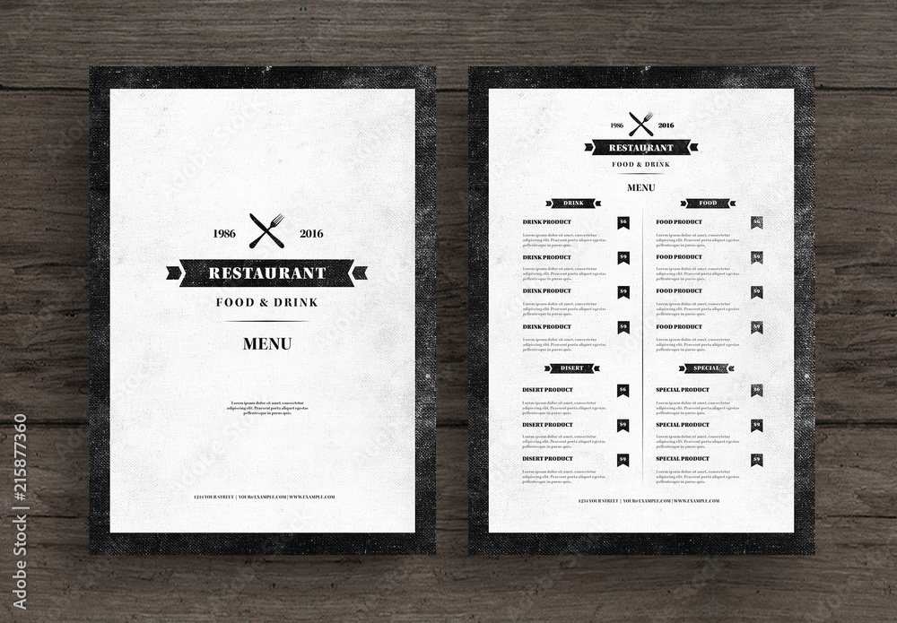 Distressed Restaurant Menu Layout Stock Template | Adobe Stock