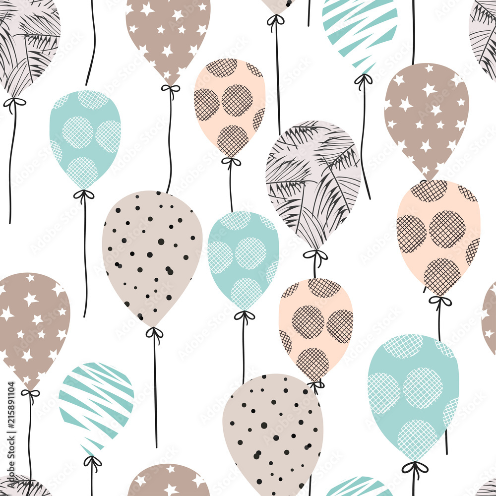 Seamless balloons pattern. Vector celebration background. Stock Vector ...