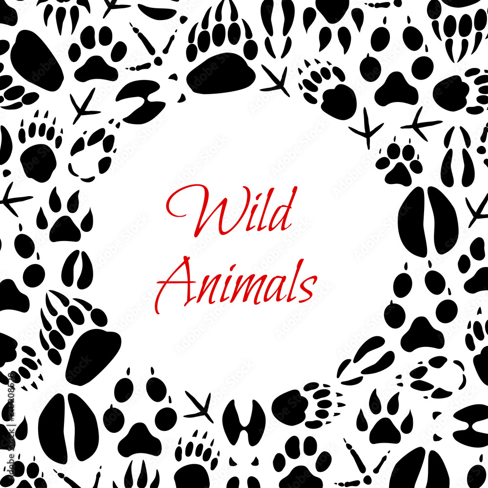 Vector wild animals footprints poster Stock Vector | Adobe Stock