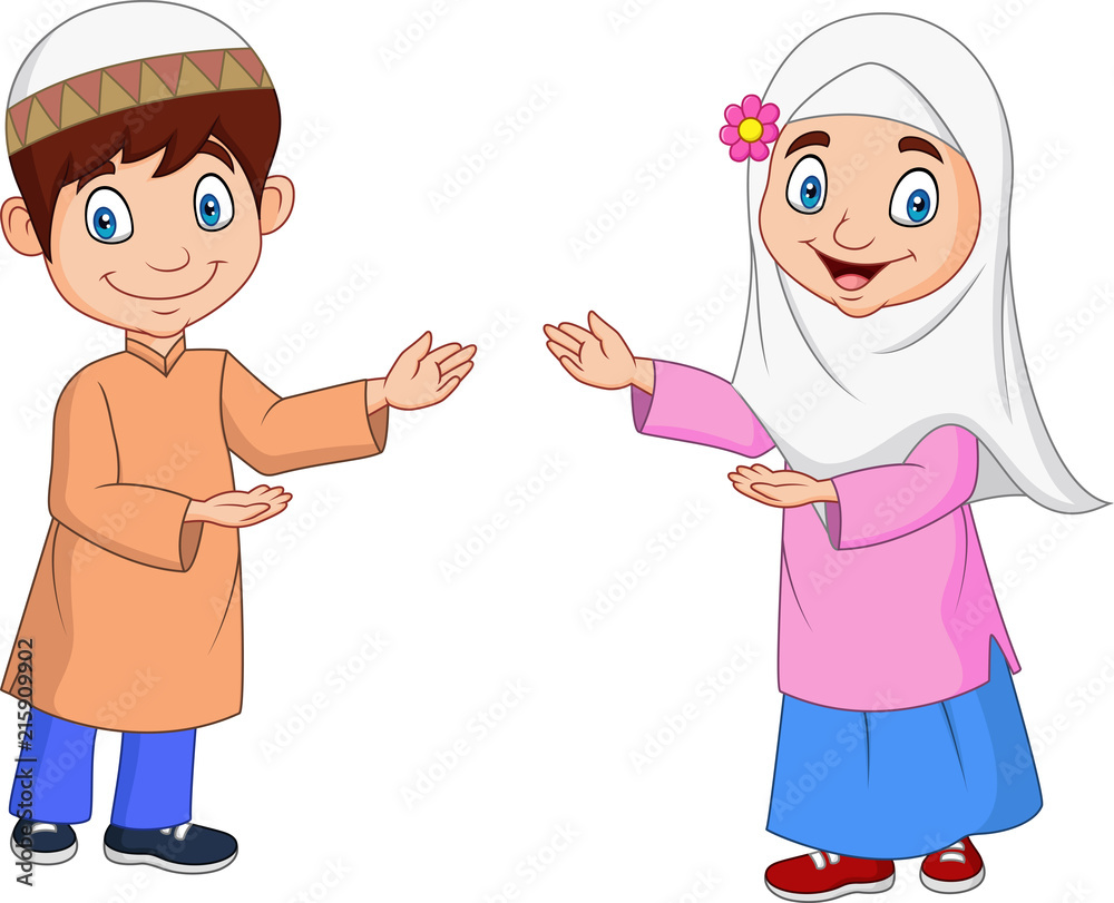 Muslim Kids Clipart In School