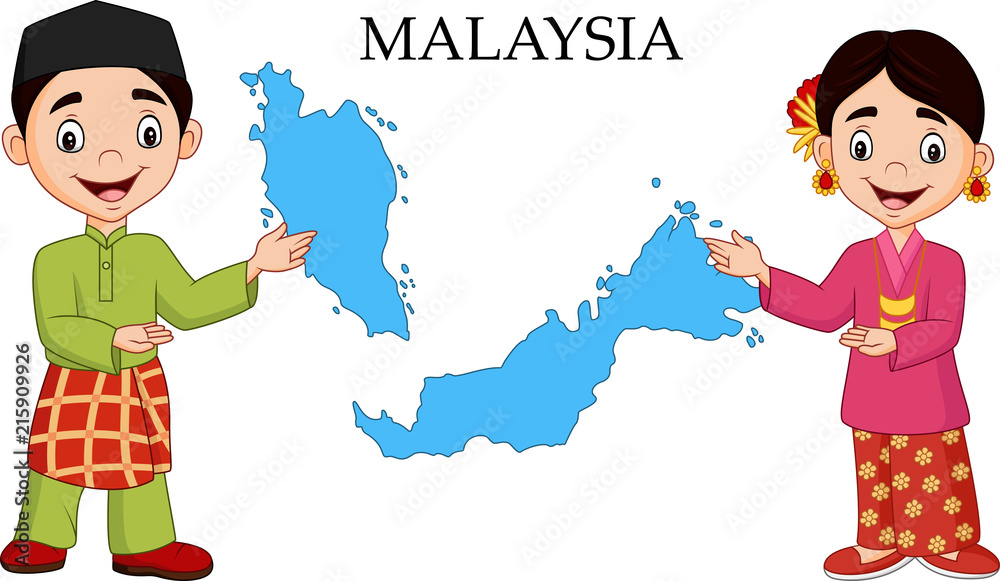 Cartoon Malaysia couple wearing traditional costume Stock Vector ...