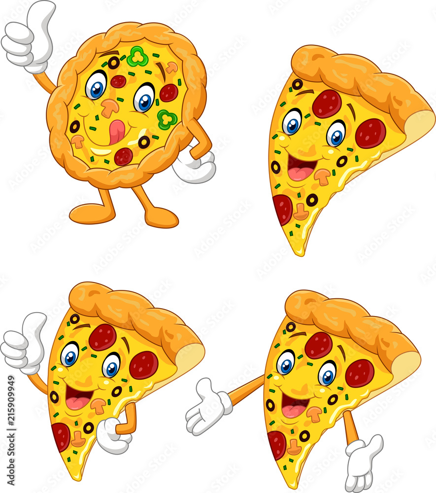 Cartoon funny pizza collection set Stock Vector | Adobe Stock