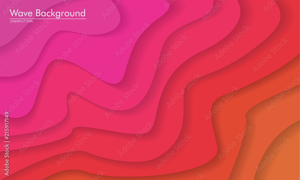 Red 3D Wave Background. paper cut design. banner, flyer, poster or web ...
