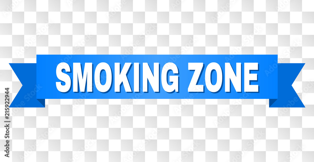 SMOKING ZONE text on a ribbon. Designed with white caption and blue ...