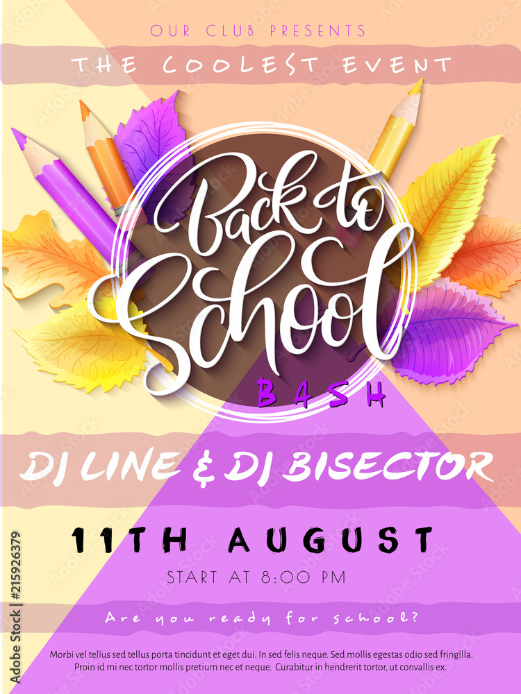 Vector illustration with design template for Back to school event ...