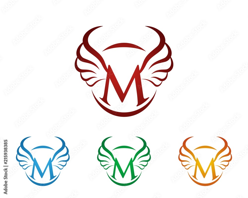 M letter wings logo icon template Stock Vector | Adobe Stock