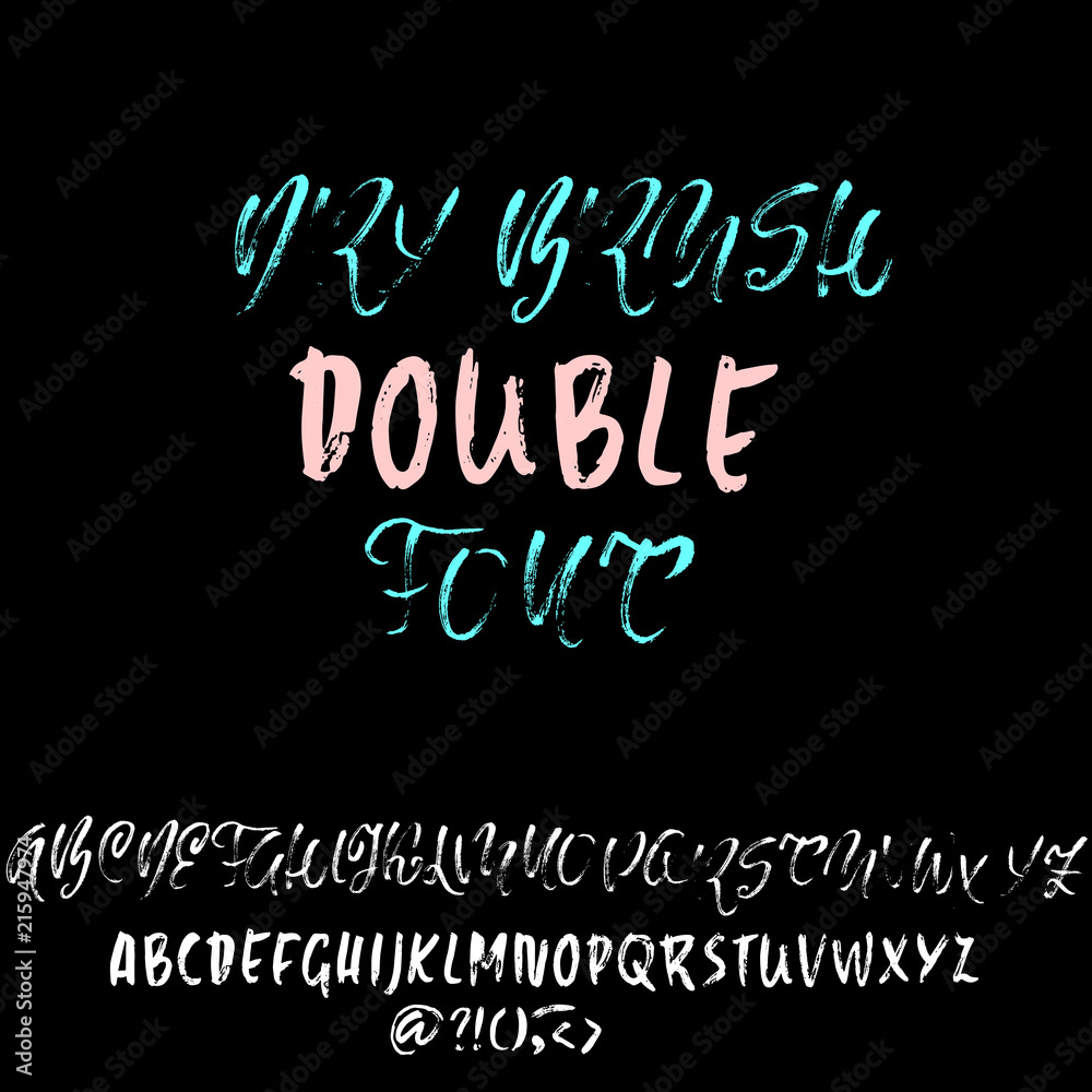 Hand drawn dry brush lettering. Grunge style alphabet. Handwritten font ...