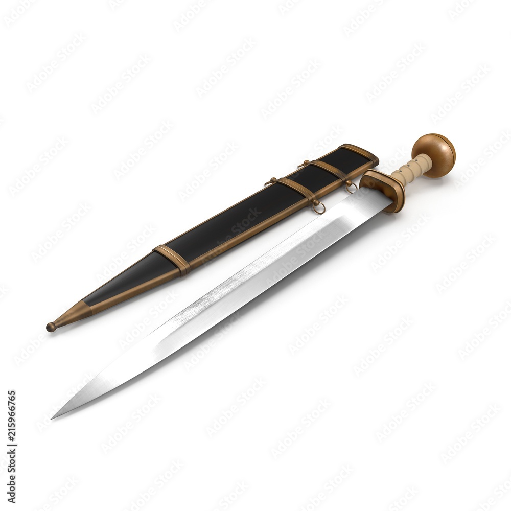 Roman Gladius Short Sword with Sheath on white. 3D illustration Stock ...