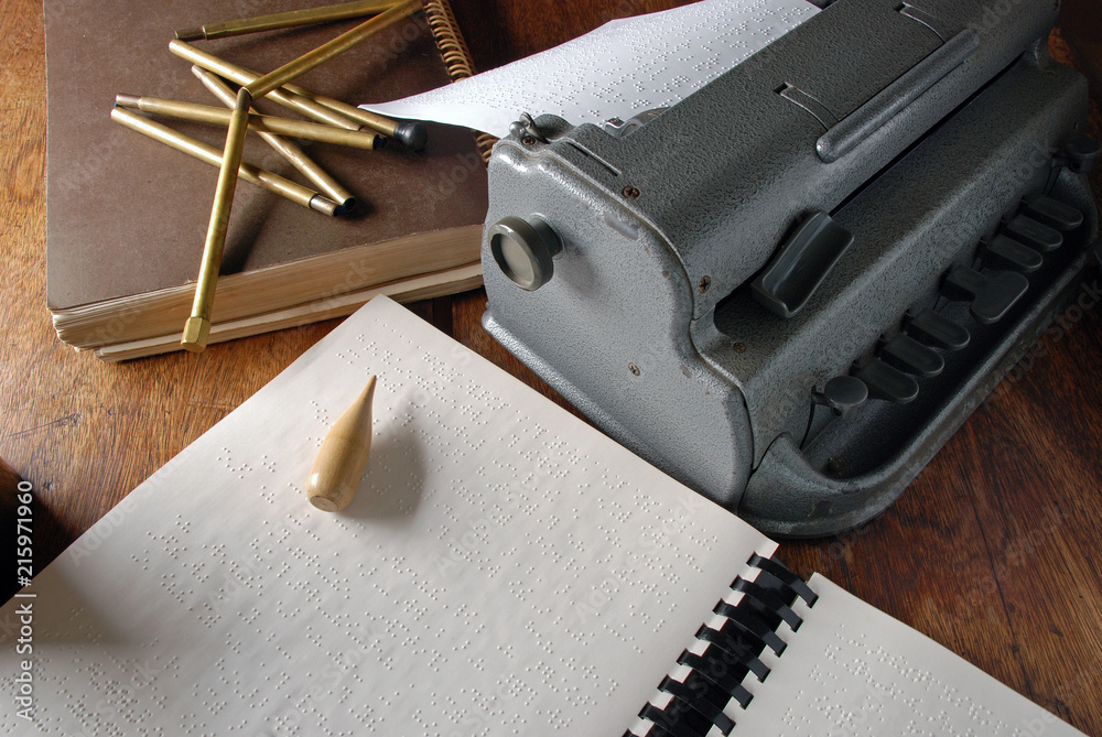Braille machine writing Stock Photo | Adobe Stock