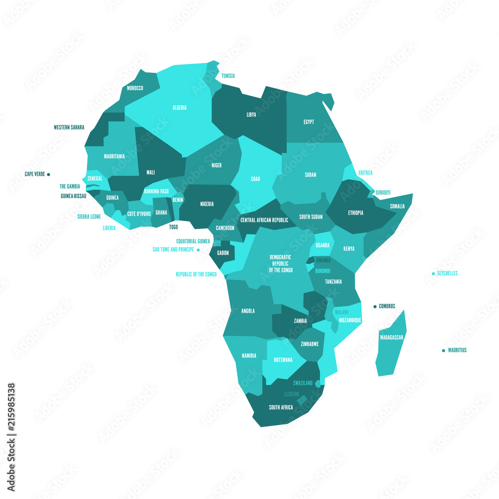 Very simplified vector infographical political map of Africa. Stock ...