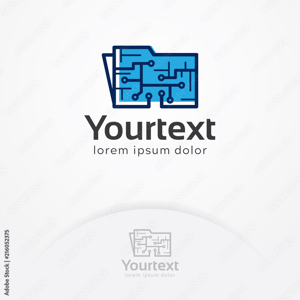 Folder technology logo. Illustrations of folders with circuit board ...