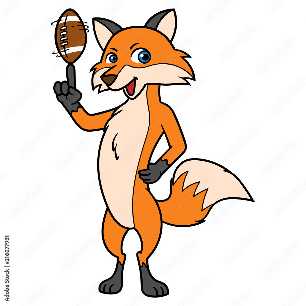 Cartoon Fox Character Spinning Football Stock Vector | Adobe Stock
