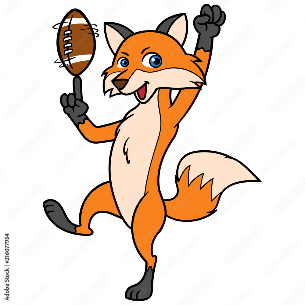Cartoon Fox Character Spinning Football Stock Vector | Adobe Stock