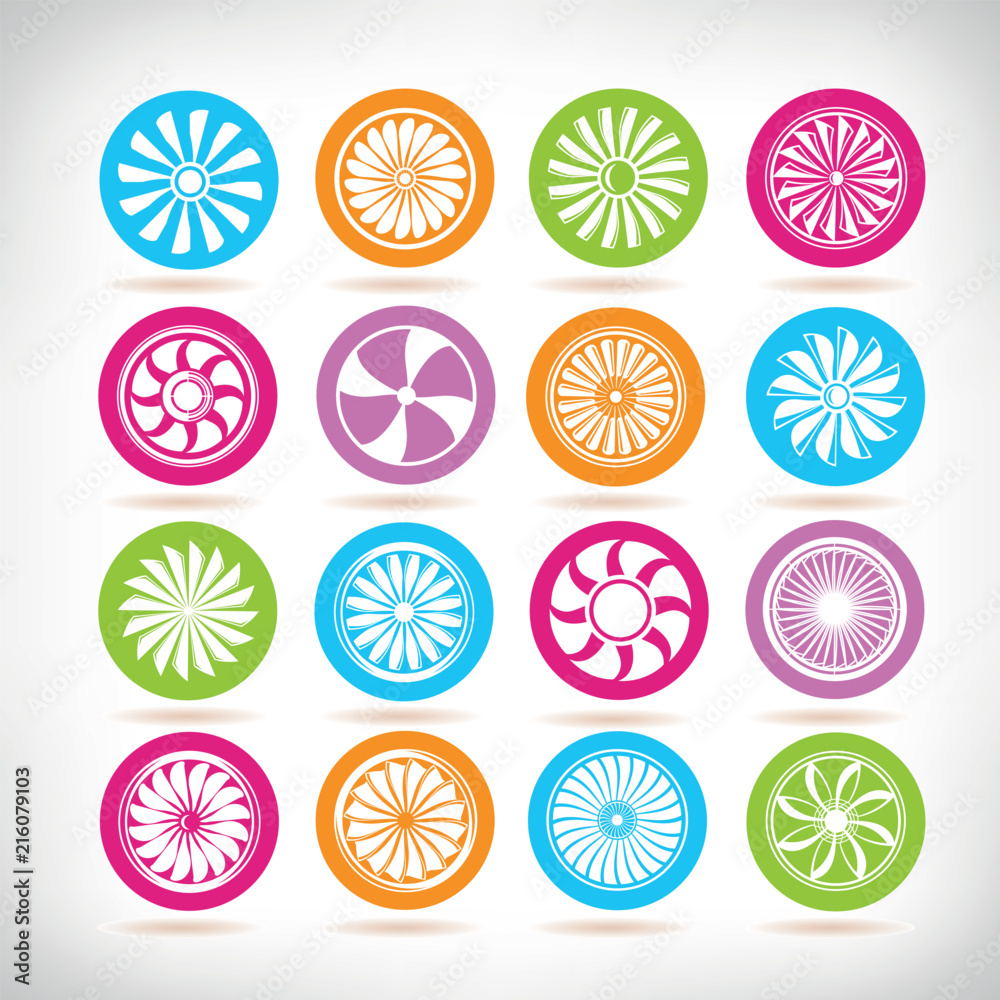 Jet engine turbine icons Stock Vector | Adobe Stock