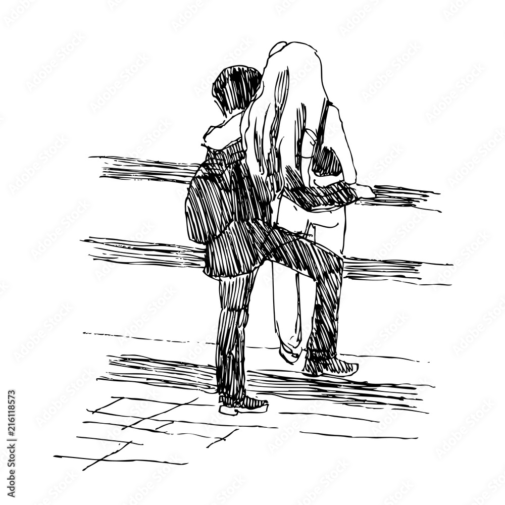 Couple Hugging Sketch