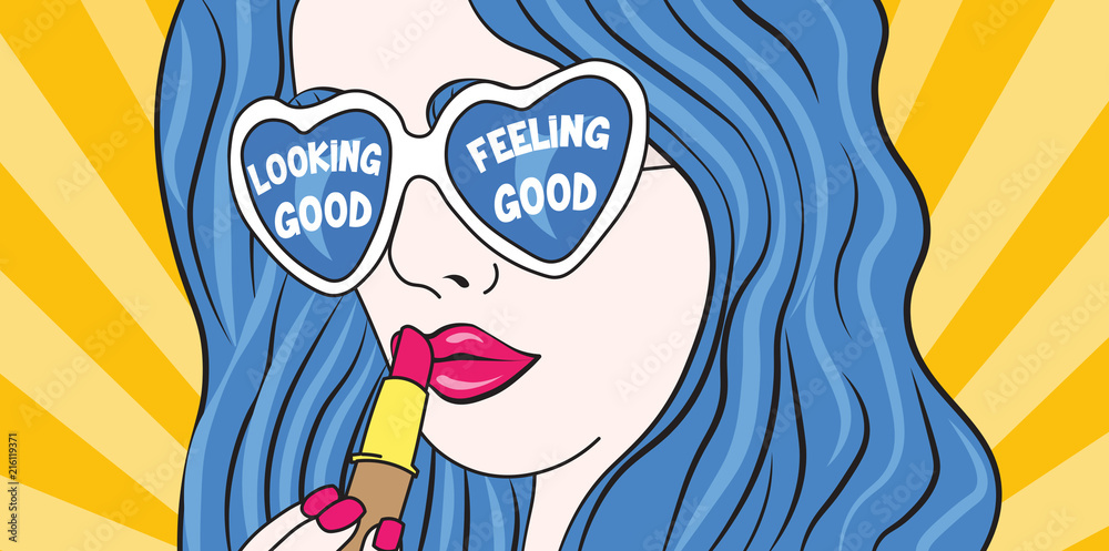 Beautiful Woman Retro Comic Style Pop Art Illustration Looking Good ...