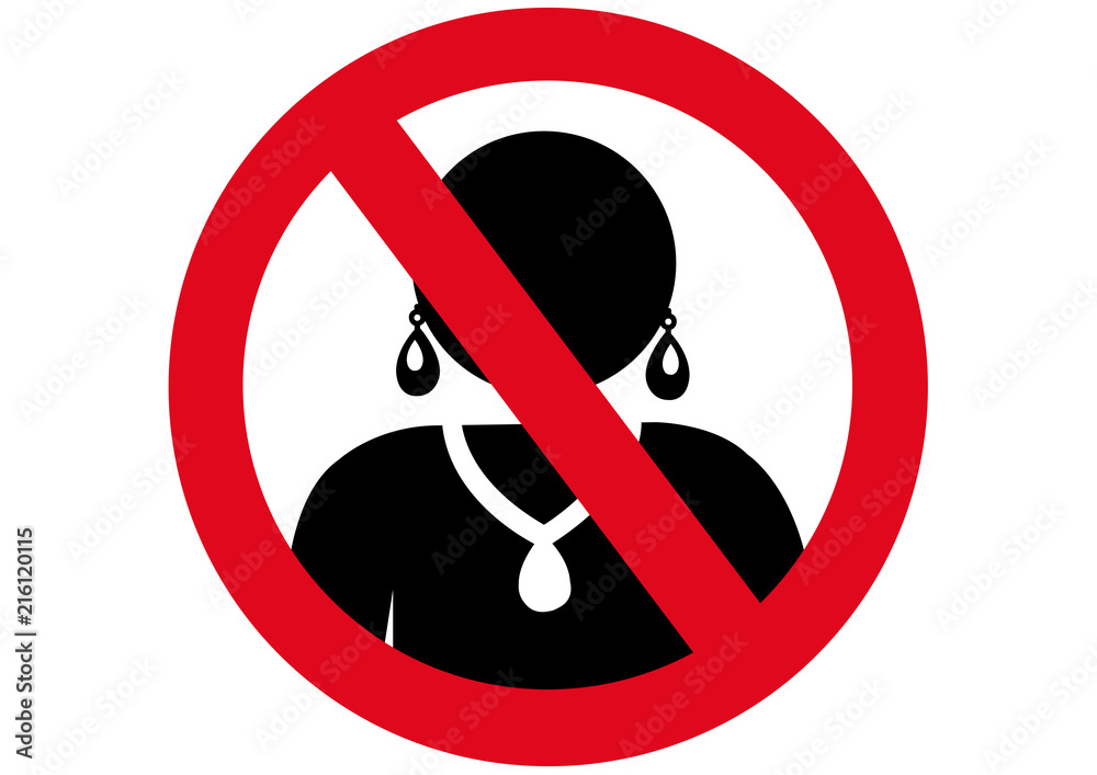 Schild Schmuck verboten Stock-Vektorgrafik | Adobe Stock