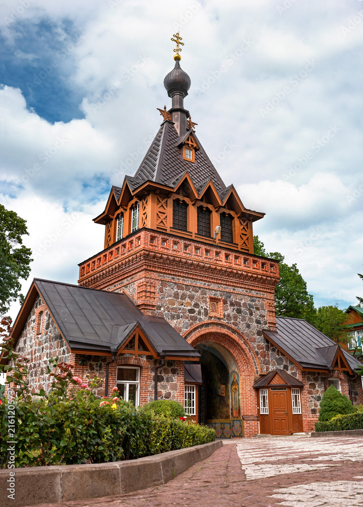 Holy gates with the belfry. The Puhtitsa Dormition convent of the ...