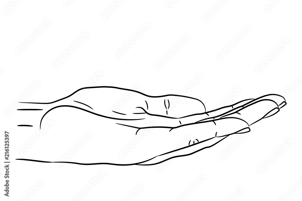 Human female hand palm up, supporting or asking for a gesture from the ...