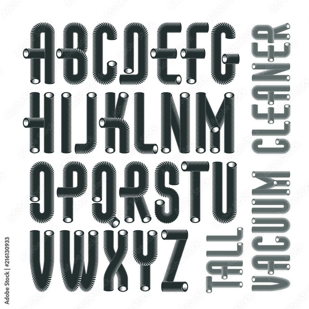 Set of trendy condensed, tall, vector capital, upper case alphabet ...