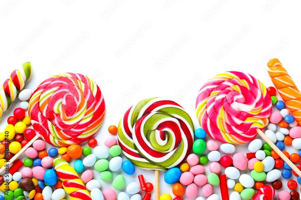 Colorful candies on white background Stock Photo | Adobe Stock