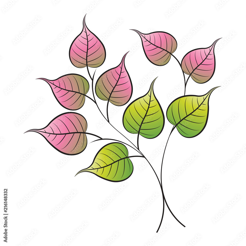 branch with Bo leaves vector drawing Stock Vector | Adobe Stock