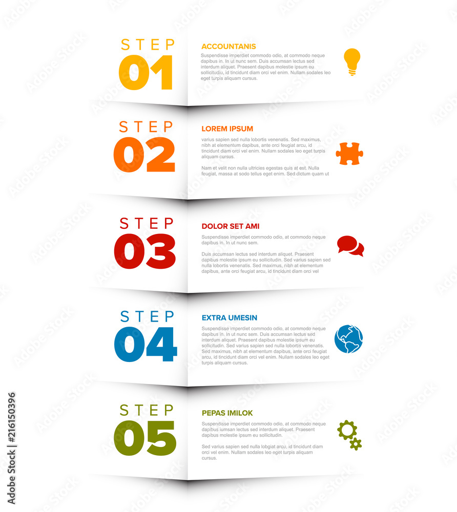 Vector progress five steps template Stock Vector | Adobe Stock