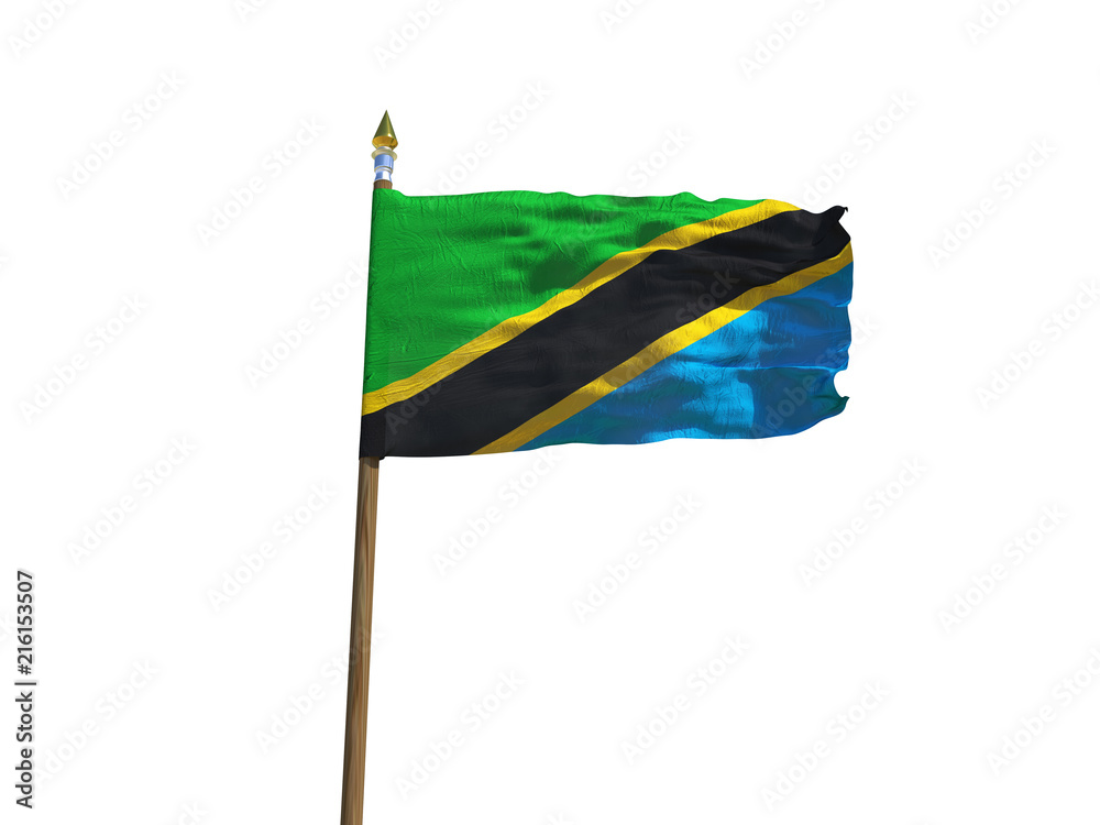 Tanzania flag Isolated Silk waving flag of United Republic of Tanzania ...