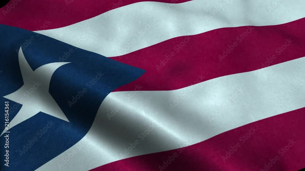 Photorealistic 4k Close up of puerto-rico flag slow waving with visible ...