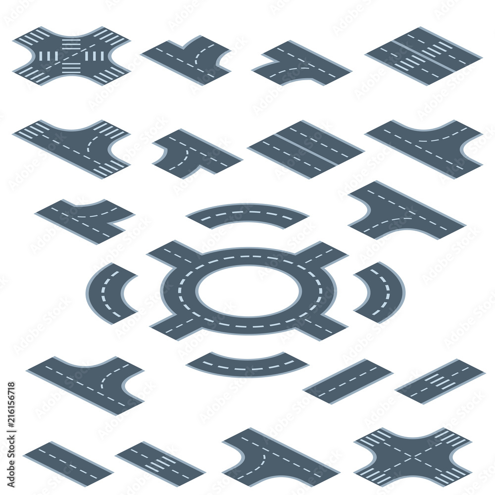 Poster Road marking constructor isometric vector illustration – Wall ...