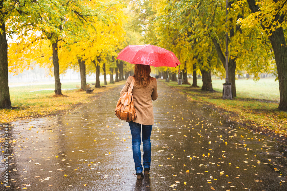 Woman Walking In The Rain