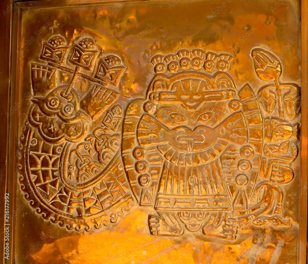 Relief bronze panels of Inca symbols Stock Photo | Adobe Stock