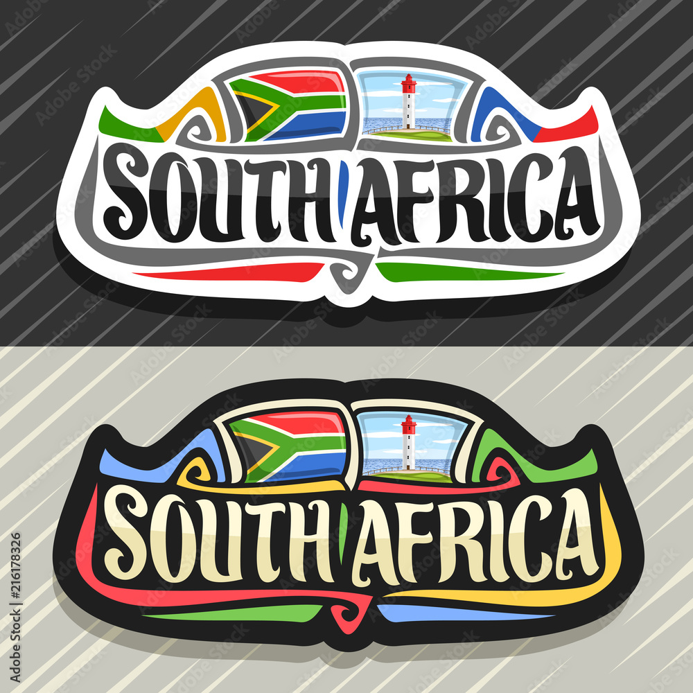 Vector logo for South Africa country, fridge magnet with south african ...
