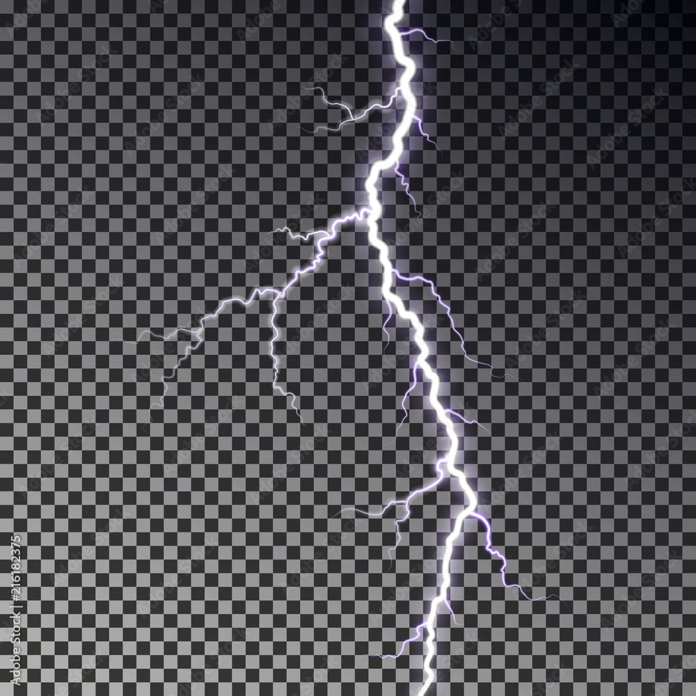 Lightning bolt isolated on dark checkered background. Transparent ...