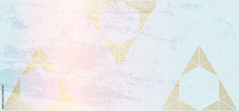 Trendy Chic pastel colored background with Gold geometric shapes ...