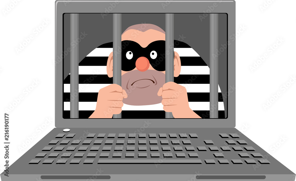 Criminal Behind Bars Cartoon