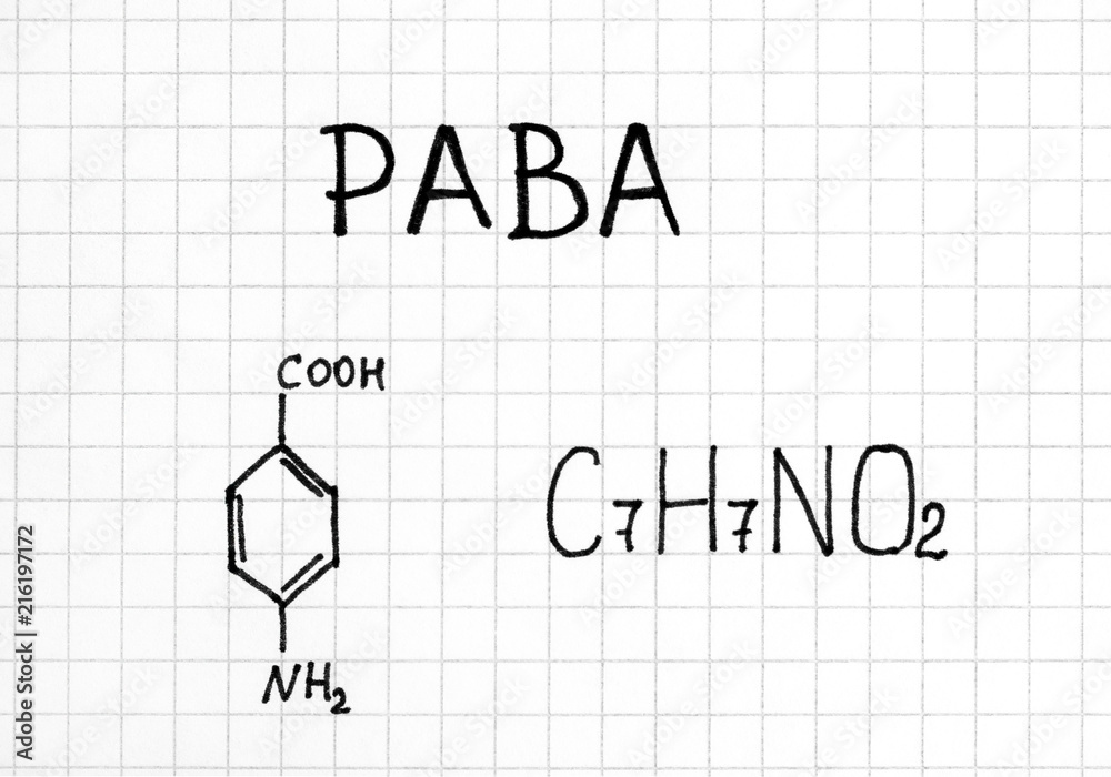 Chemical formula of PABA. Stock Photo | Adobe Stock
