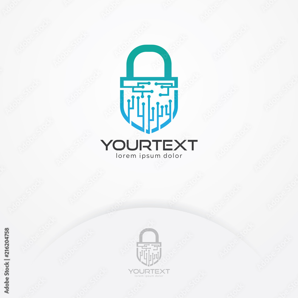 Digital security logo, Symbols of data security technology from shields ...