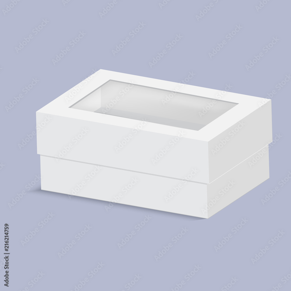 Product cardboard plastic package box with window. Vector mock up Stock ...