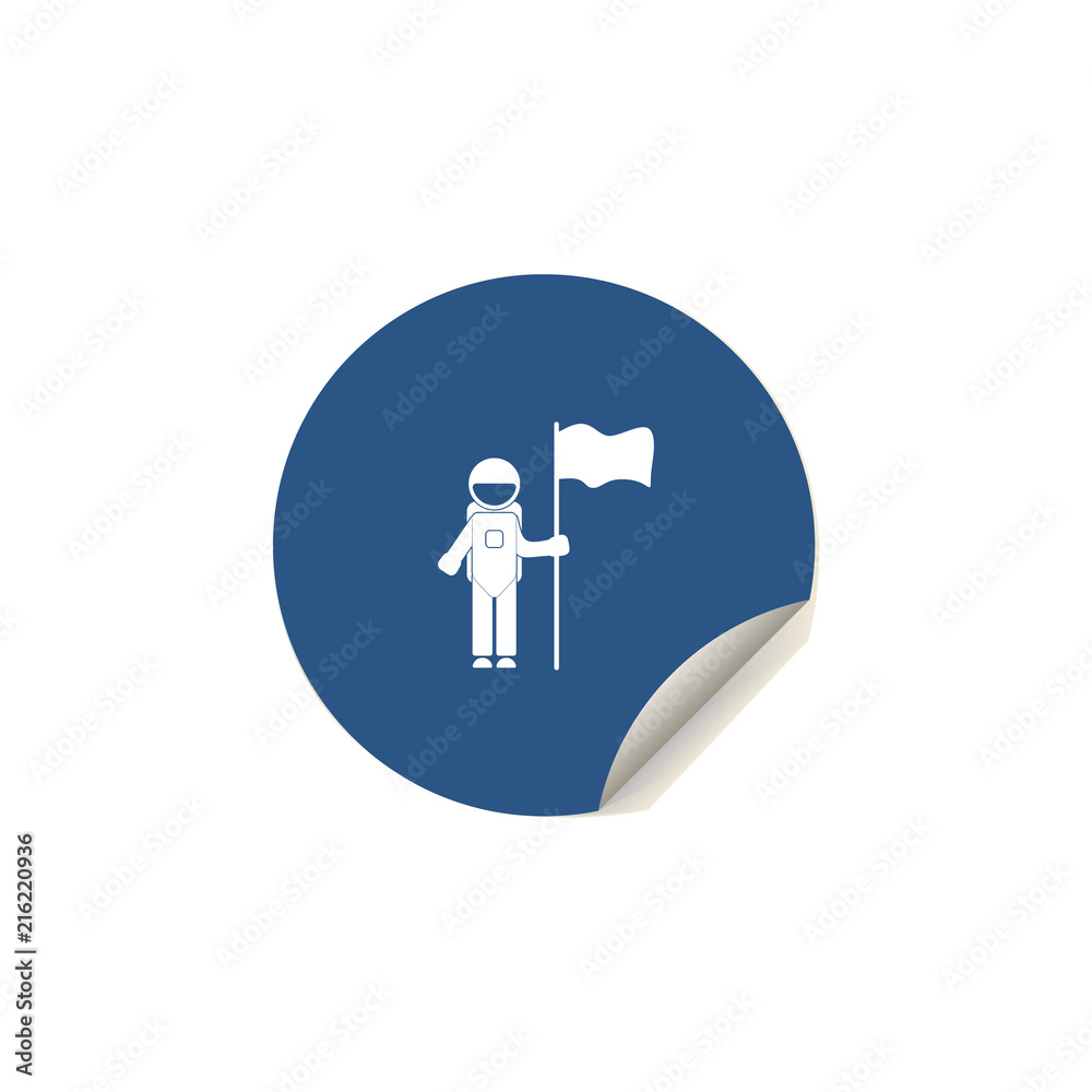 astronaut with flag icon in sticker style. One of space collection icon ...