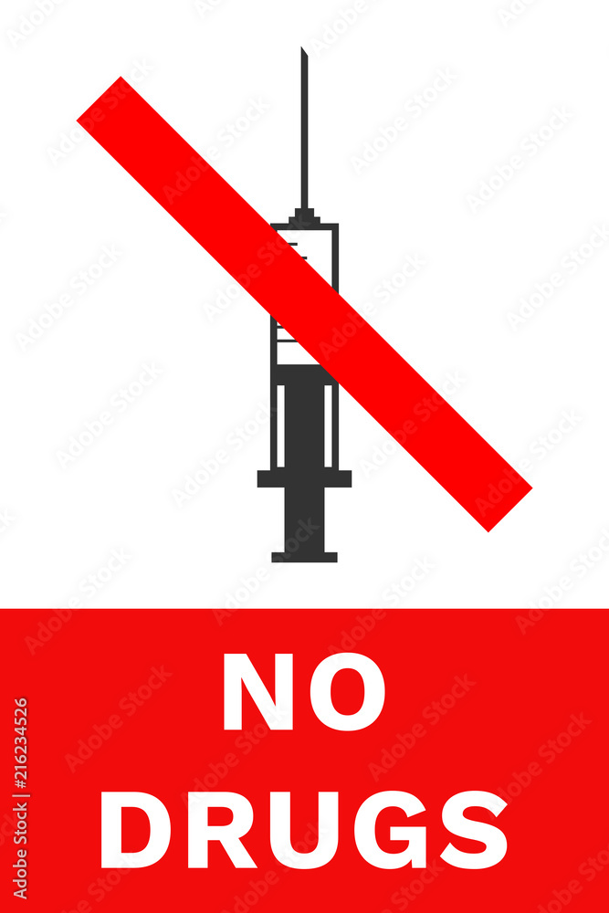 NO DRUGS sign. Crossed out syringe. Vector. Stock Vector | Adobe Stock