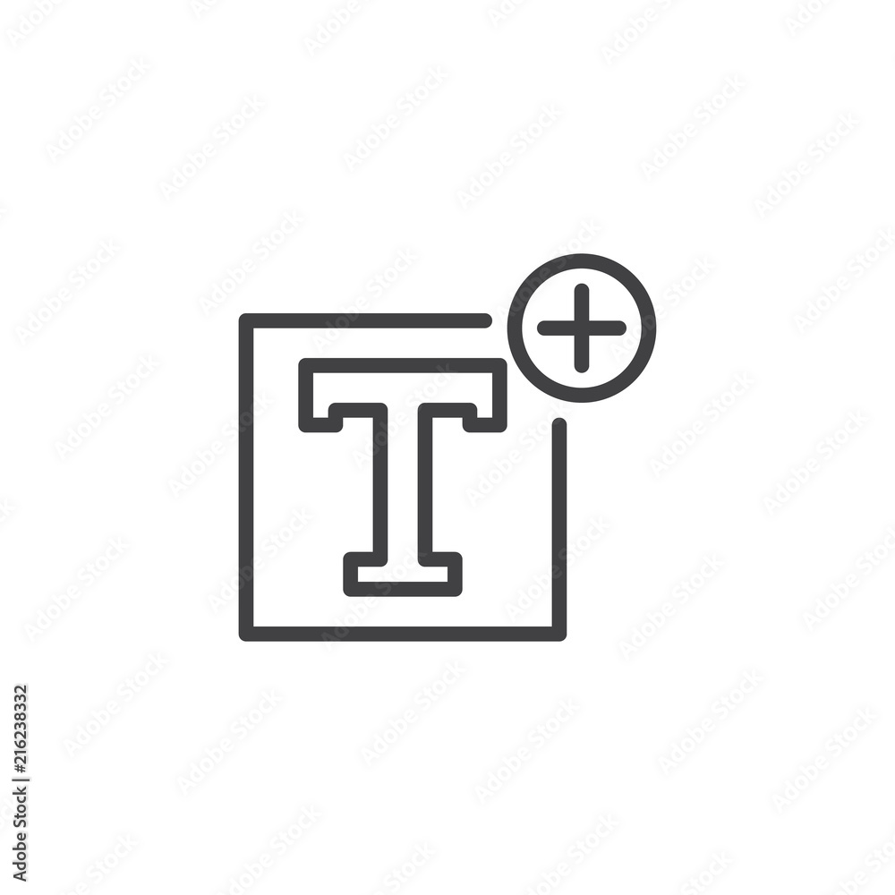 Vetor de Add font outline icon. linear style sign for mobile concept ...