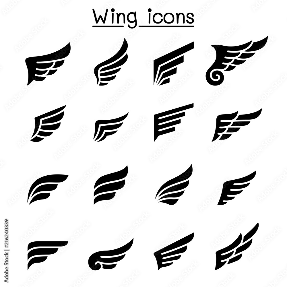 Wing icon set Stock Vector | Adobe Stock