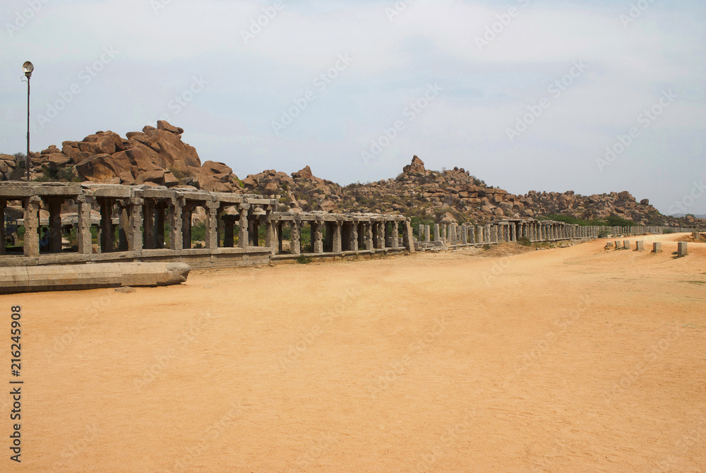 Vitthala Bazaar opposite Vitthala Temple, Hampi, Karnataka. Stock Photo ...
