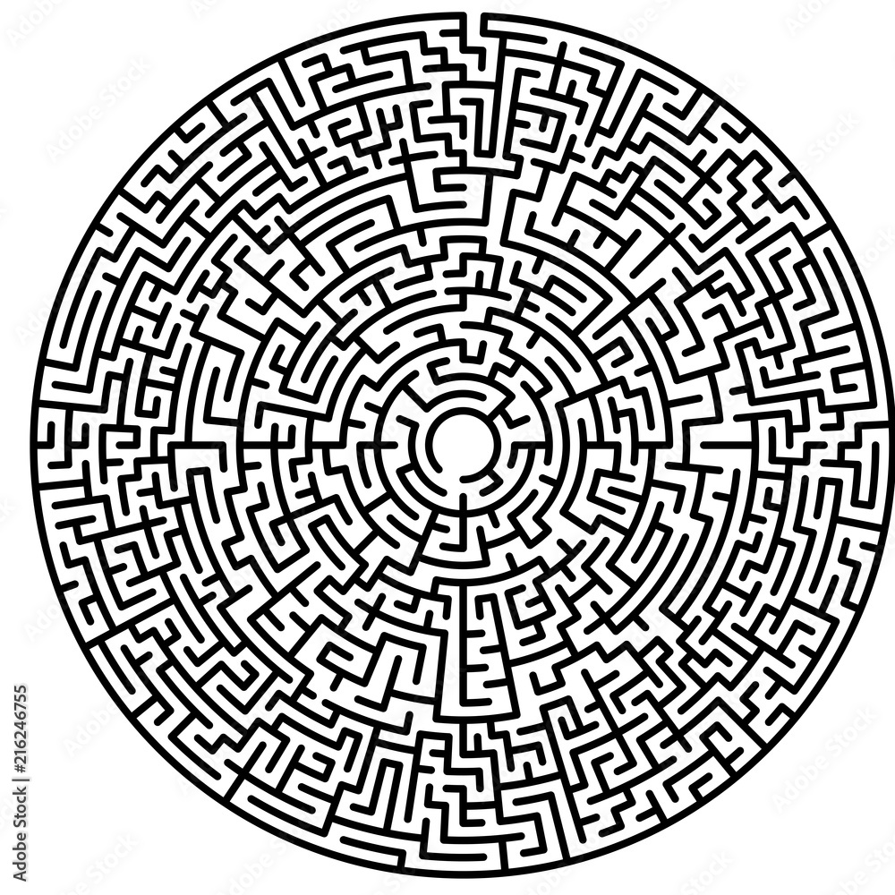 Maze circle. Labyrinth. Maze symbol. Isolated on white background Stock ...